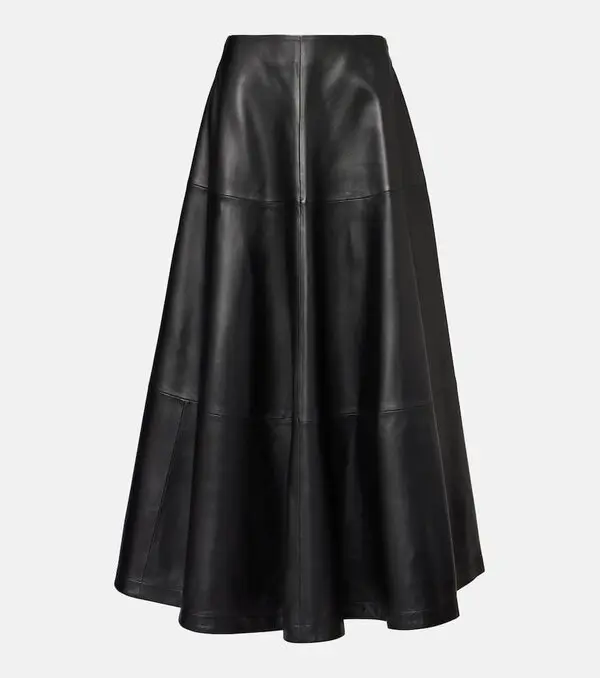 Altuzarra Varda Leather Midi Skirt - Black