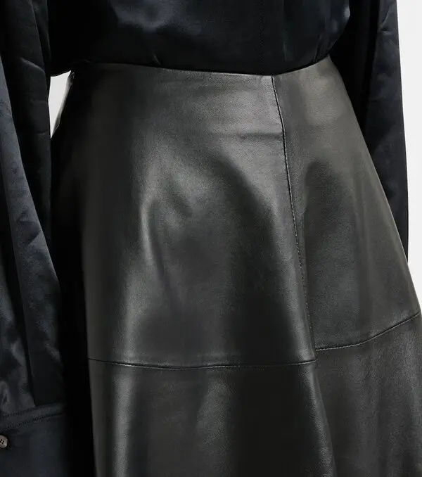 Altuzarra Varda Leather Midi Skirt - Black