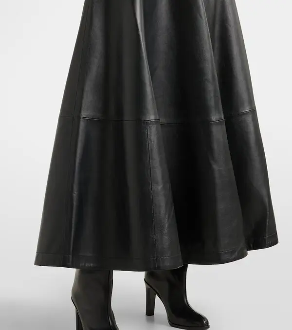 Altuzarra Varda Leather Midi Skirt - Black