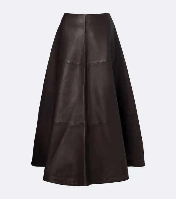 Altuzarra Varda Leather Midi Skirt - Brown