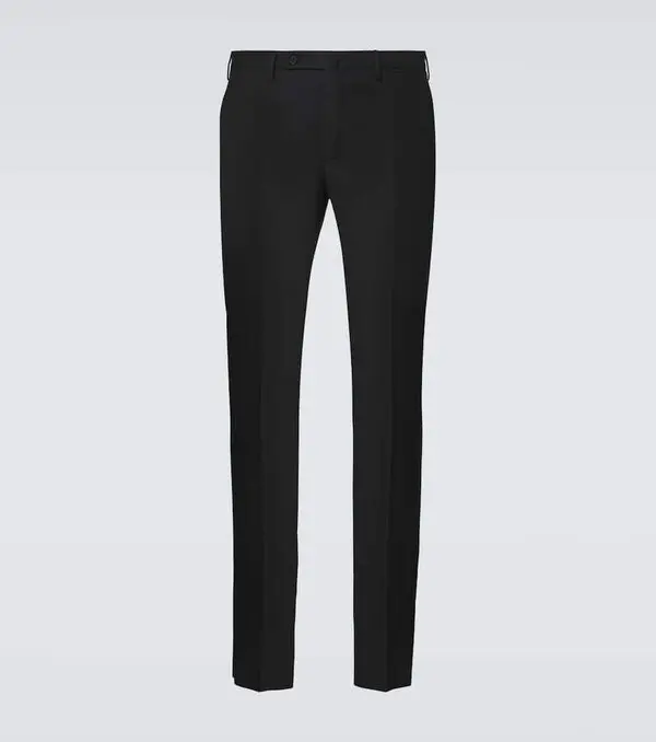 SLOWEAR Incotex Wool Straight Leg Trousers - Black