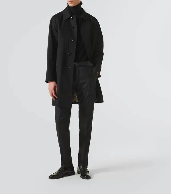 SLOWEAR Incotex Wool Straight Leg Trousers - Black