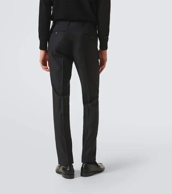 SLOWEAR Incotex Wool Straight Leg Trousers - Black