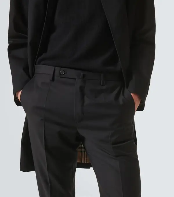 SLOWEAR Incotex Wool Straight Leg Trousers - Black