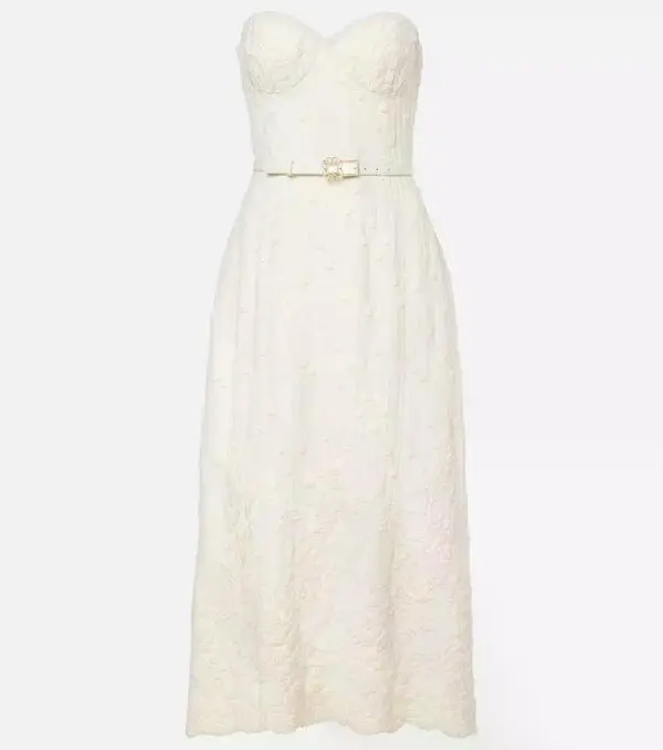 Elie Saab Embroidered Cady Midi Dress