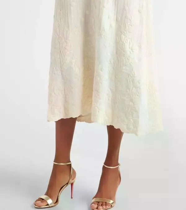 Elie Saab Embroidered Cady Midi Dress