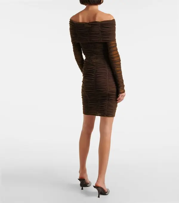 Attico Ruched Jersey Miniskirt