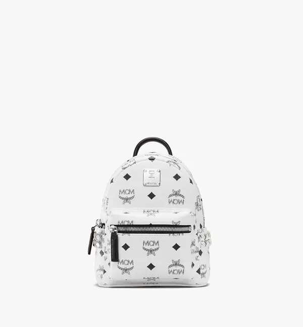 Mcm Stark Bebe Boo Backpack In Visetos - White
