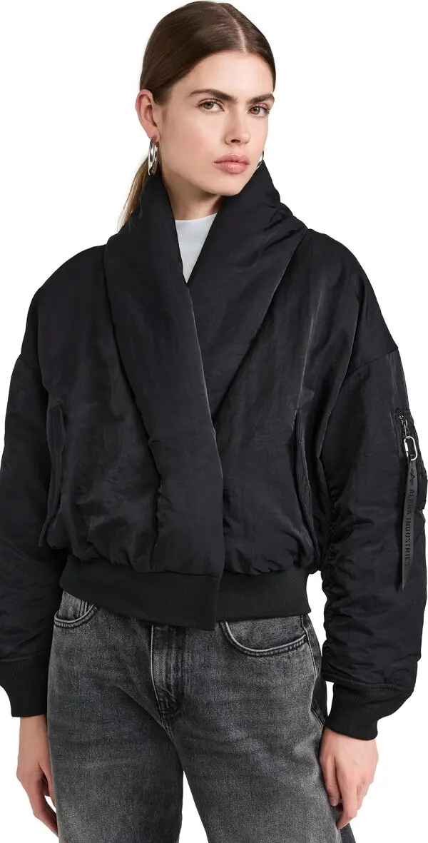 Alpha Industries Shawl Collar Flight Jacket - Black