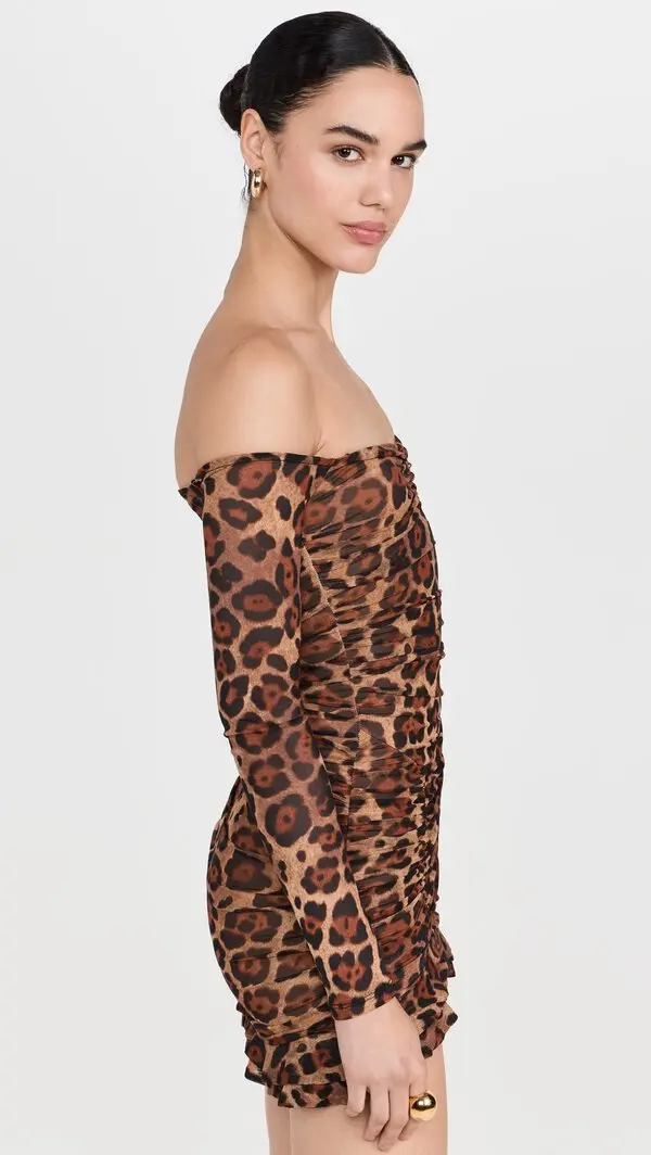 afrm adrian mini dress Adrian Leopard Print Dress