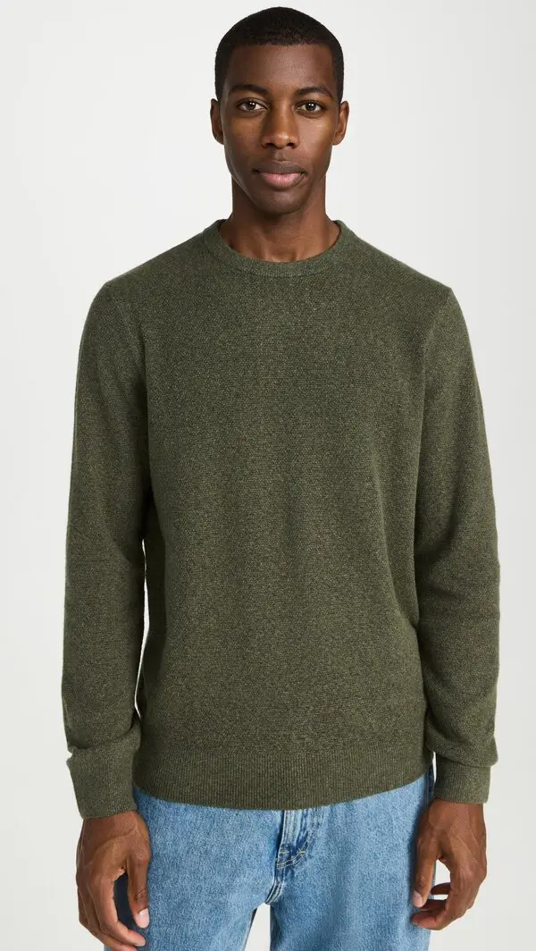Faherty Brand Jackson Crewneck Sweater - Olive Heather