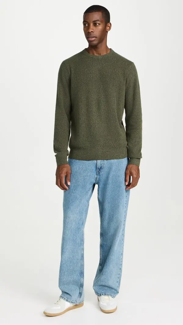 Faherty Brand Jackson Crewneck Sweater - Olive Heather
