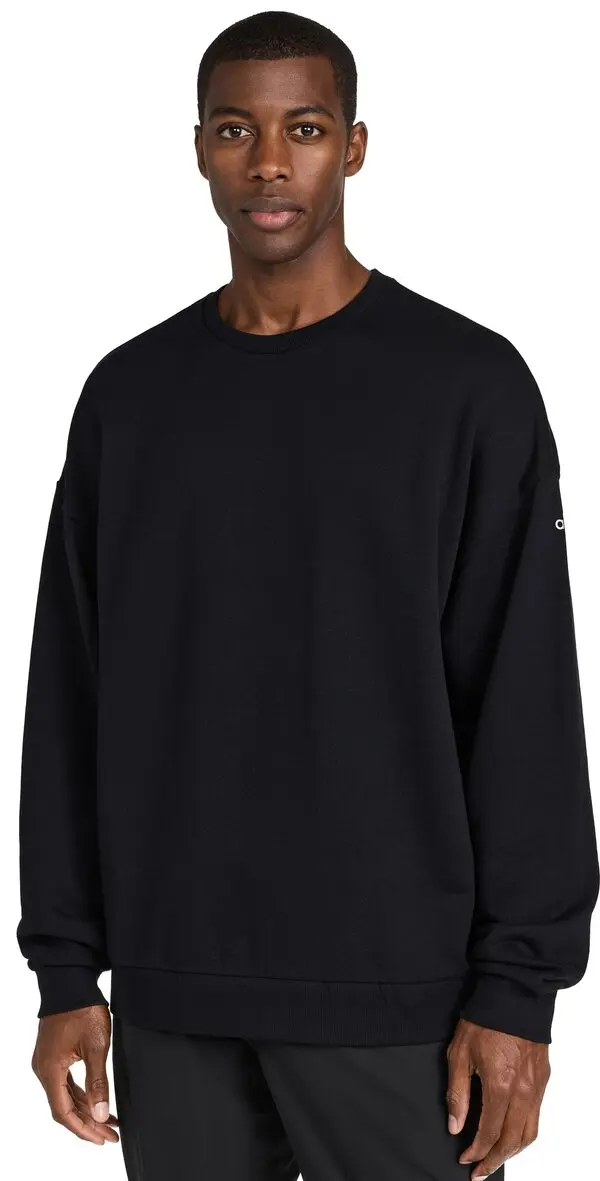 Alo Yoga Chill Crew Pullover Sweatshirt - Black | Editorialist