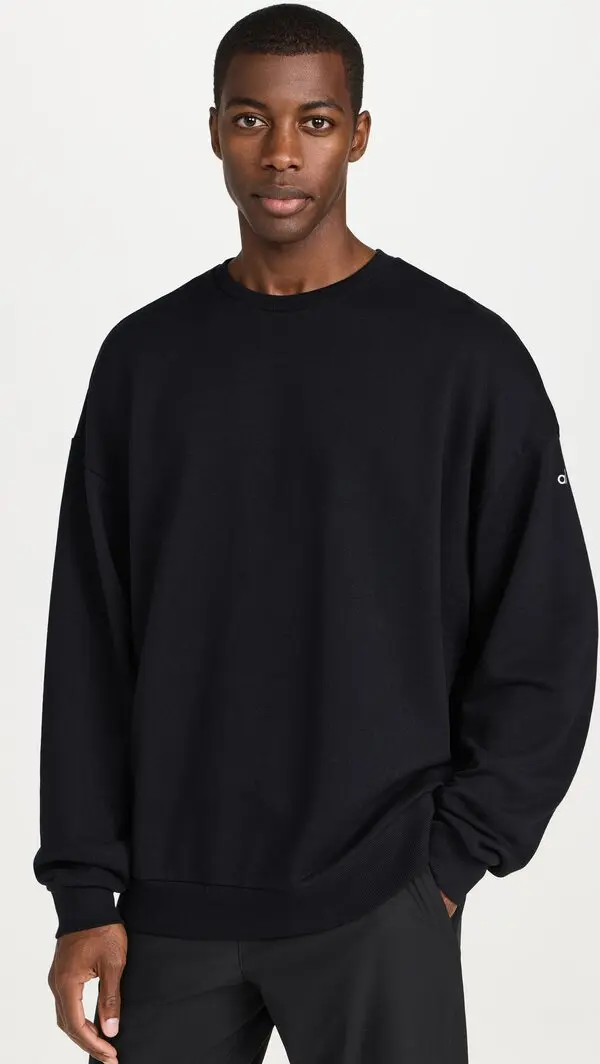 Alo Yoga Chill Crew Pullover Sweatshirt - Black | Editorialist