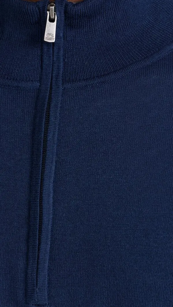 Faherty Brand Movement Quarter Zip Sweater - Marine Navy Heather