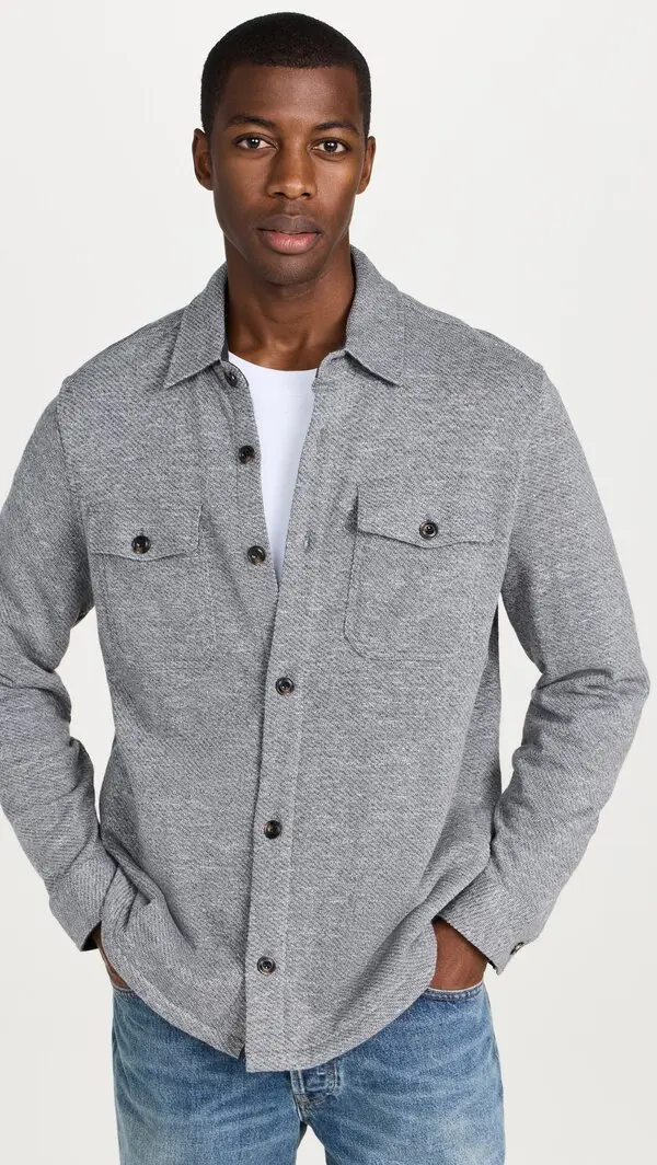 Faherty Brand Inlet Knit Shirt Jacket - Medium Grey Melange