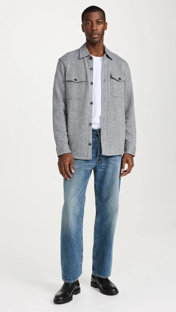 Faherty Brand Inlet Knit Shirt Jacket - Medium Grey Melange