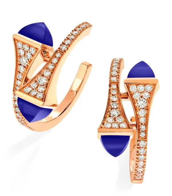 MARLI NEW YORK Diamond And Agate Cleo Hoop Earrings - Rose Gold
