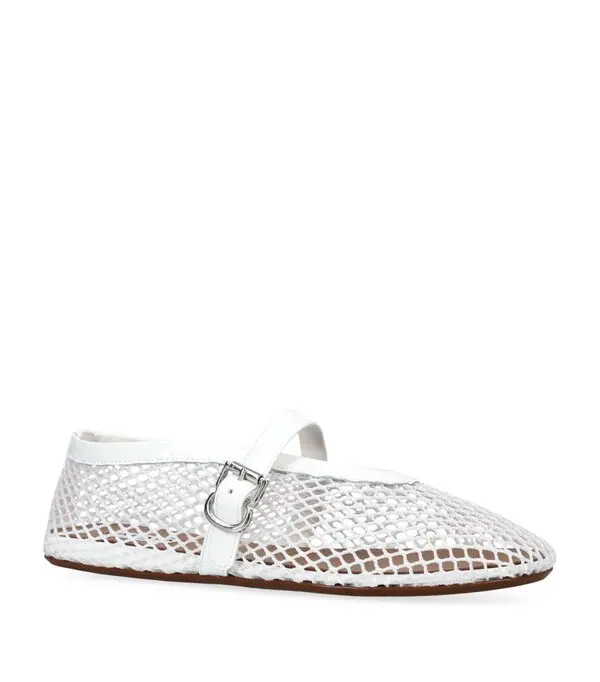 Alaïa Leather Mesh Ballet Flats - White