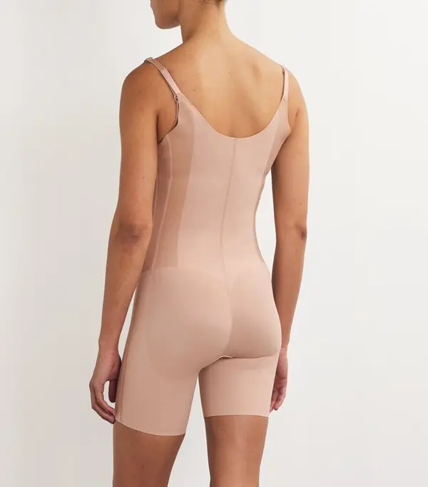 Spanx Supersculpt Totalcontour Open-bust Mid-thigh Bodysuit - Beige