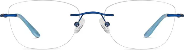 Zenni Rectangle Rimless Flex Titanium Frame Glasses - Blue