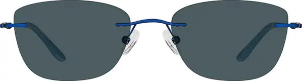 Zenni Rectangle Rimless Flex Titanium Frame Glasses - Blue