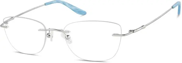 Zenni Rectangle Rimless Flex Titanium Frame Glasses - Silver