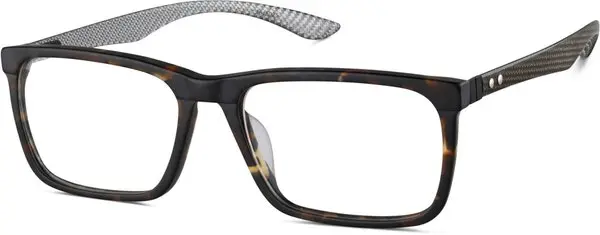 Zenni Rectangle Full Rim Eyeglasses With Carbon Fiber - Tortoiseshell