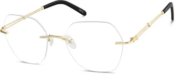 Zenni Geometric Rimless Titanium Frame - Gold