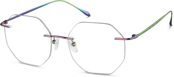 Zenni Geometric Rimless Titanium Frame - Iridescent