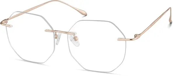Zenni Geometric Rimless Titanium Frame - Rose Gold
