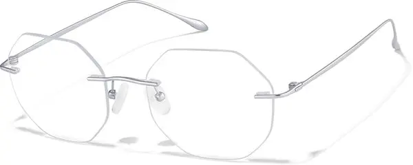 Zenni Geometric Rimless Titanium Frame Eyeglasses - Silver