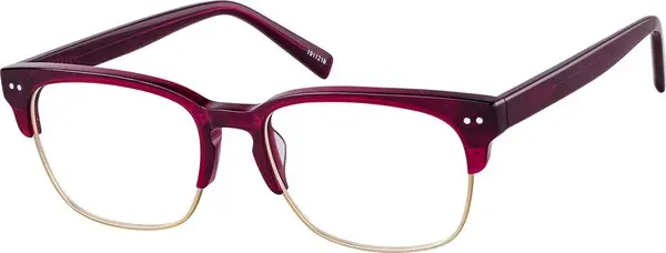 Zenni Classic Browline Mixed Frame Eyeglasses - Garnet