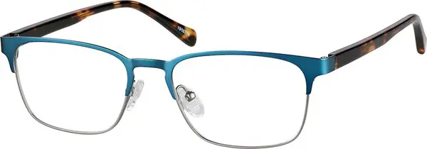 Zenni Classic Browline Mixed Frame Eyeglasses - Peacock