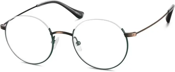 Zenni Round Half Rim Metal Frame Eyeglasses - Green