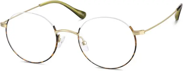 Zenni Round Half Rim Metal Frame Eyeglasses - Tortoiseshell