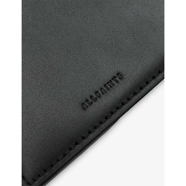 ALLSAINTS Remy Logo-debossed Square Leather Wallet - Black/silver