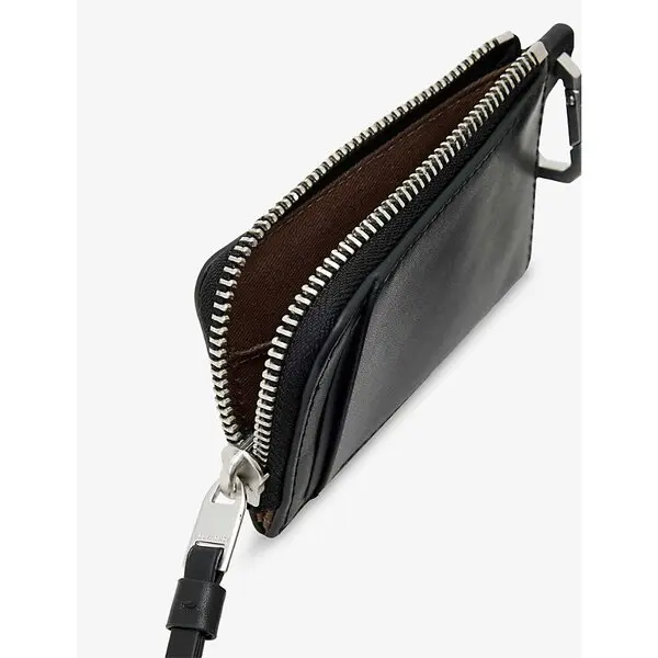 ALLSAINTS Remy Logo-debossed Square Leather Wallet - Black/silver