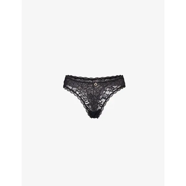 AUBADE Rosessence Mid-rise Stretch-lace Tanga Briefs - Noir