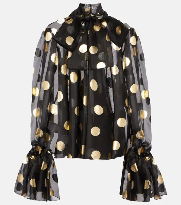 Dolce & Gabbana Polka Dot Silk Organza Jacquard Blouse