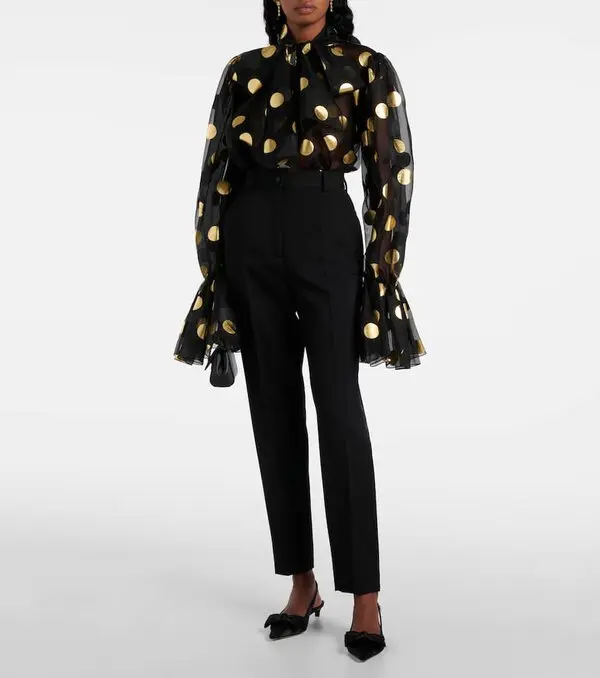 Dolce & Gabbana Polka Dot Silk Organza Jacquard Blouse
