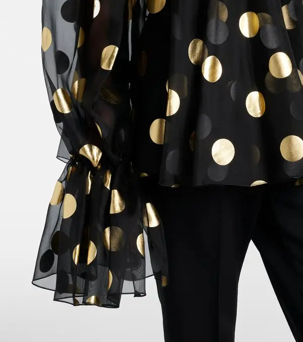 Dolce & Gabbana Polka Dot Silk Organza Jacquard Blouse