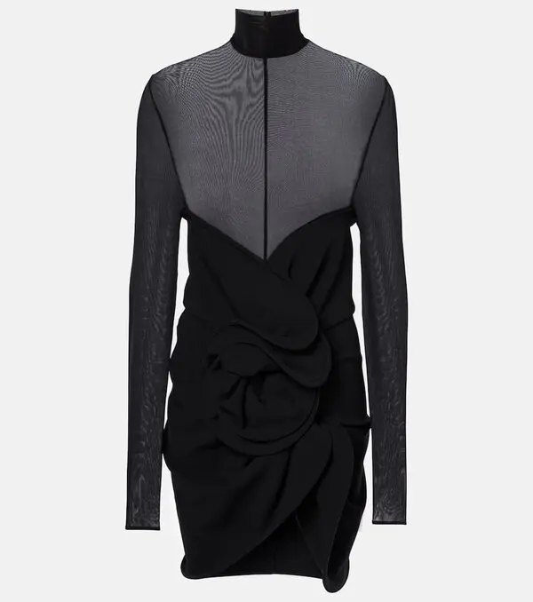 Magda Butrym Gathered Sheer Wool-blend Minidress