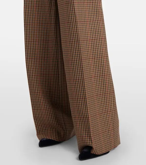 Dries Van Noten Checked Wool Wide-leg Trousers