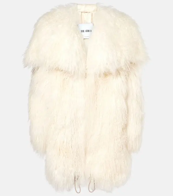 Attico Shearling Coat - Beige