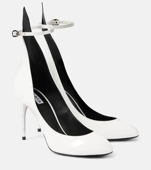 Alaïa Decollete 90 Patent Leather Pumps - White