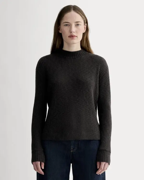 Everlane Cozy Rib Funnel-neck Sweater - Black