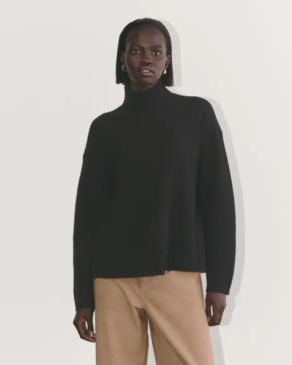 Everlane Honeycomb Funnel Neck Sweater In Wool Cashmere