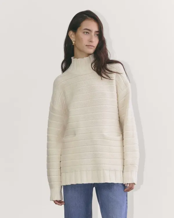 Everlane Oversized Turtleneck Luxe Merino Sweater - Bone