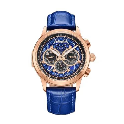 HERITOR AUTOMATIC Apostle Leather-band Watch - Rose Gold/blue